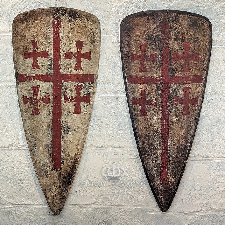 Crusader Flat Top Kite Shields- Georgian Cross Painted design- Linen ...