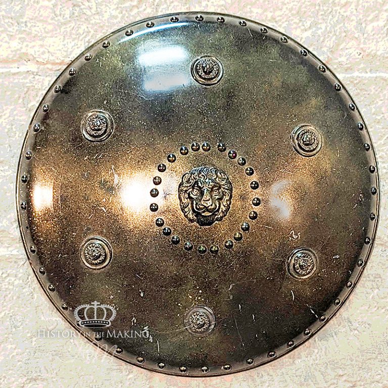 Persian Lion Head Embossed 'Sipar' Shield- Gold Finish - History in the ...